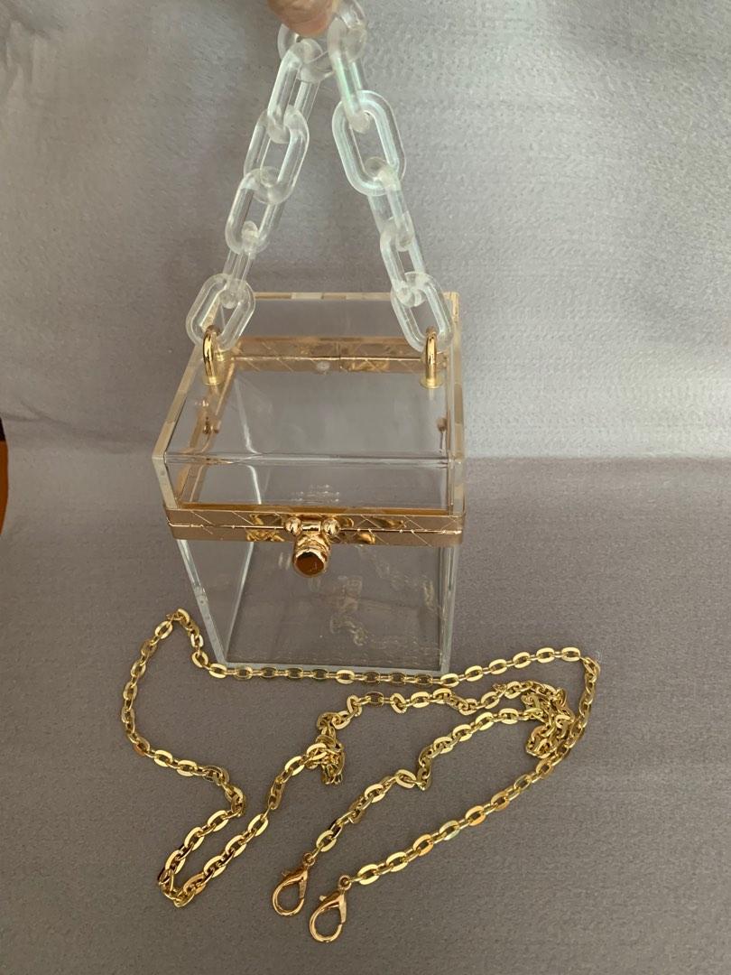 Acrylic box bag plus blue plastic clutch, Women's Fashion, Bags ...