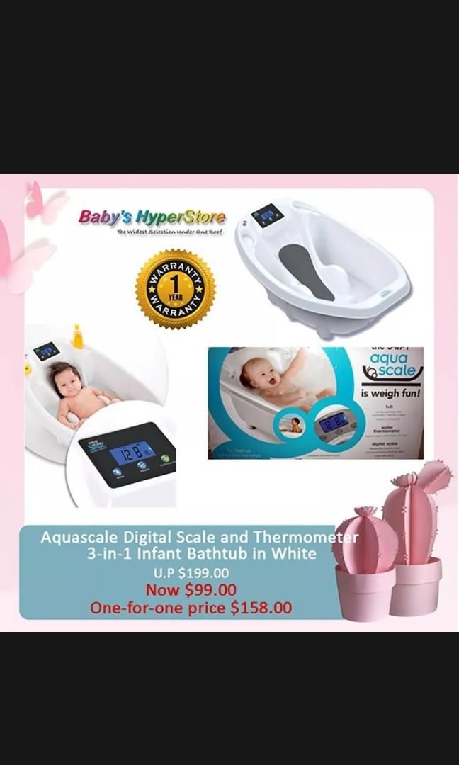 Aquascale Digital Scale and Thermometer 3-in-1 Infant / Baby Bathtub ...