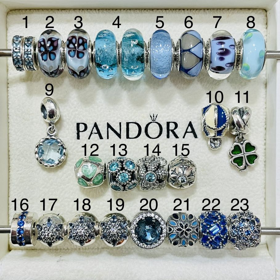 Authentic Pandora Charms - Blue and Green Theme, Women's Fashion ...