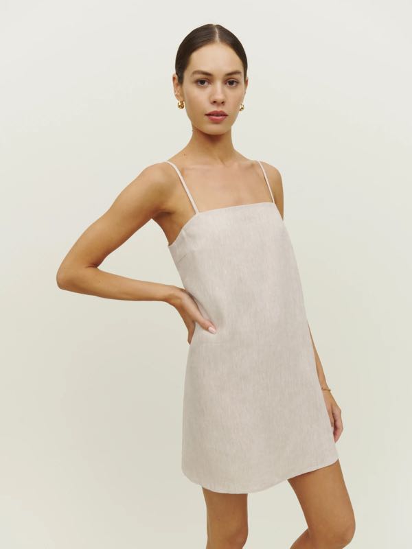 BNWT Reformation Aubree Linen Dress in Oat, Women's Fashion, Dresses ...