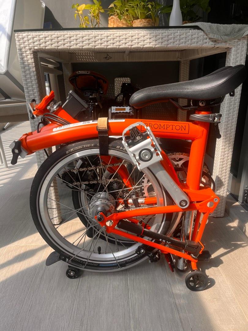 Brompton M6L - Orange with Upgrades, Sports Equipment, Bicycles & Parts, Bicycles on Carousell