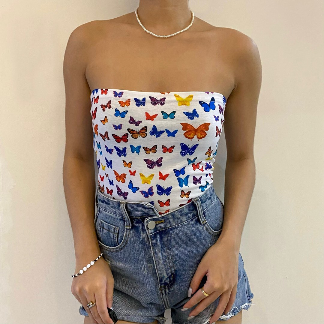 butterfly tube, Women's Fashion, Tops, Sleeveless on Carousell