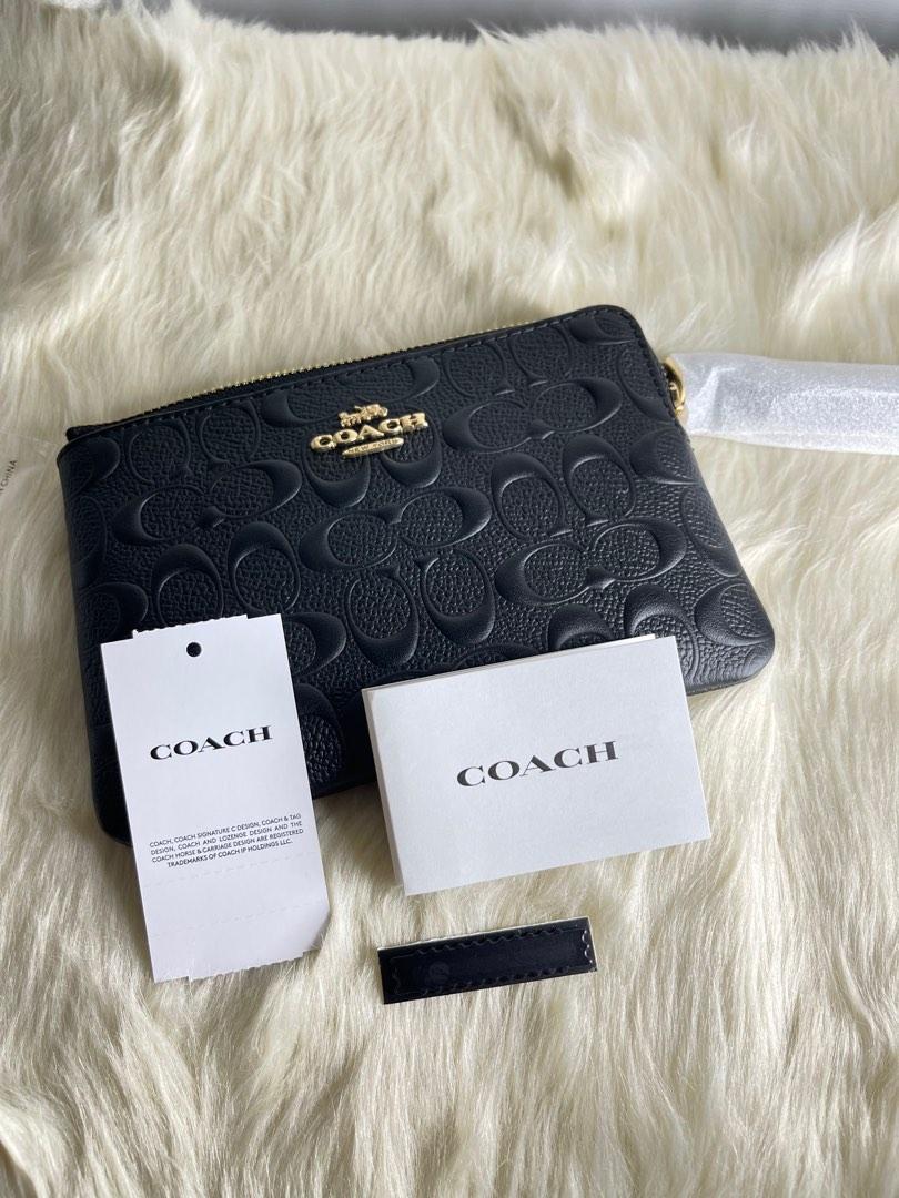 COACH Corner Zip Wristlet in Signature Leather, Women's Fashion, Bags ...
