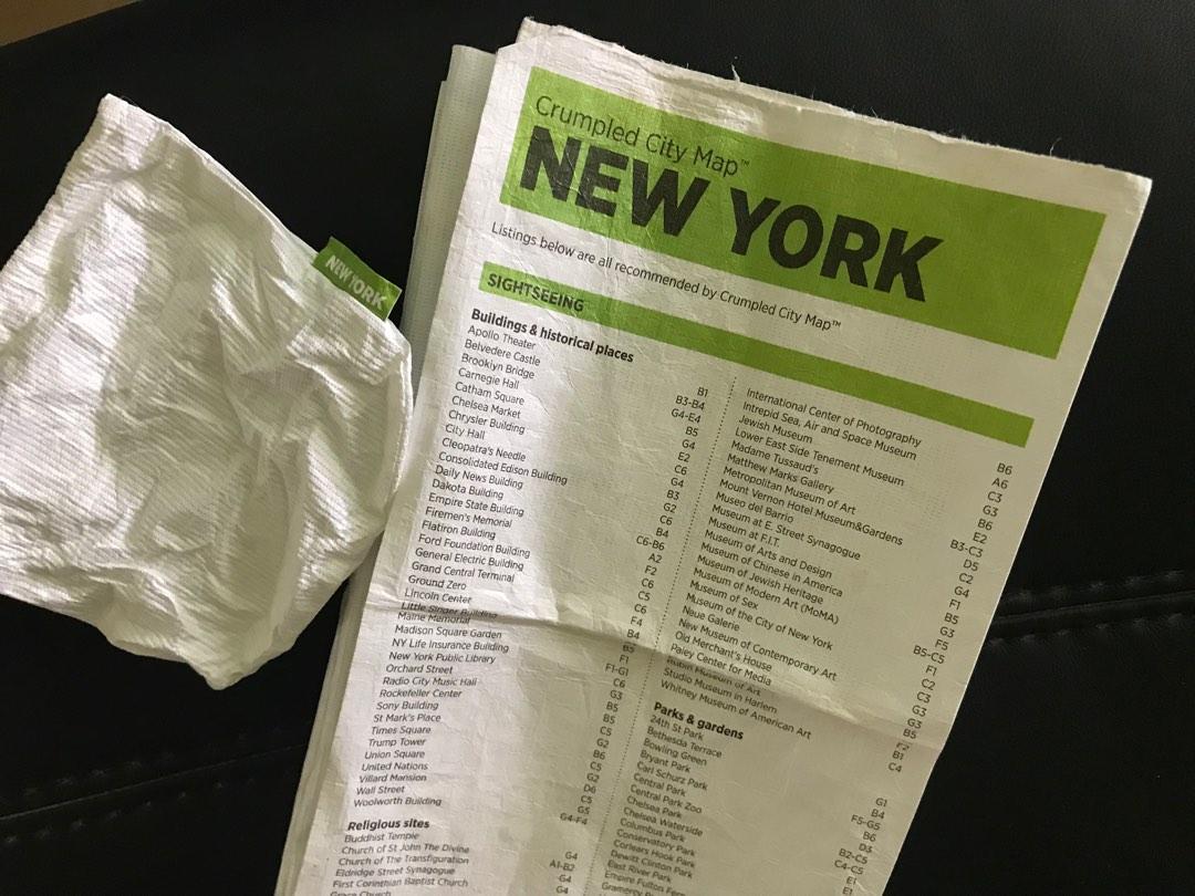 Crushable Crumpled New York Map, Hobbies & Toys, Travel, Travel ...
