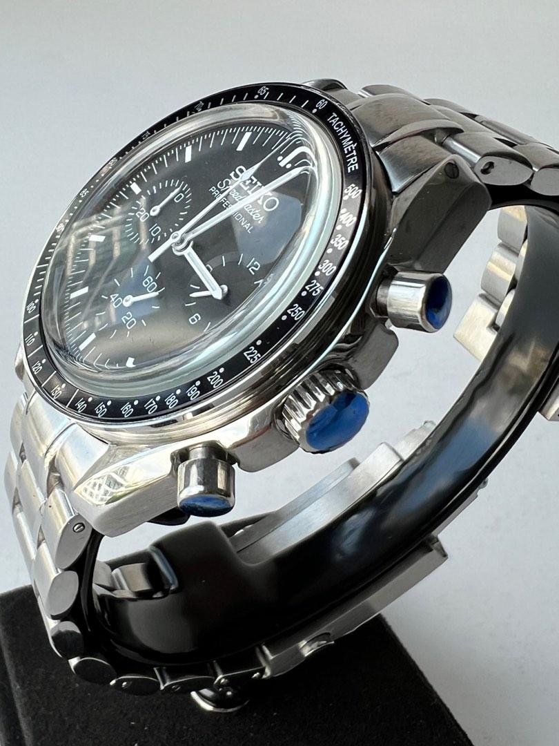 Custom Seiko Mod Quartz Chrono MoonSwatch Speedmaster, Men's Fashion ...