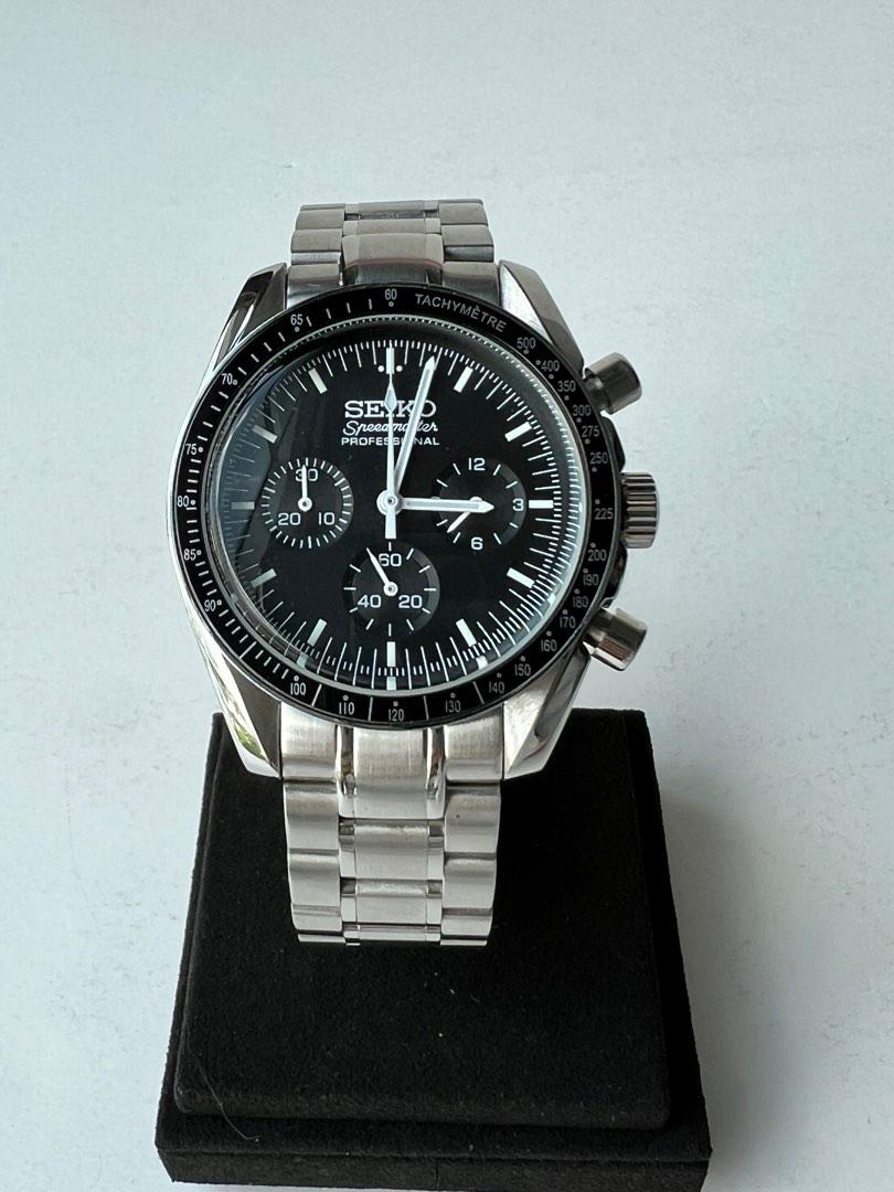 Custom Seiko Mod Quartz Chrono MoonSwatch Speedmaster, Men's Fashion ...