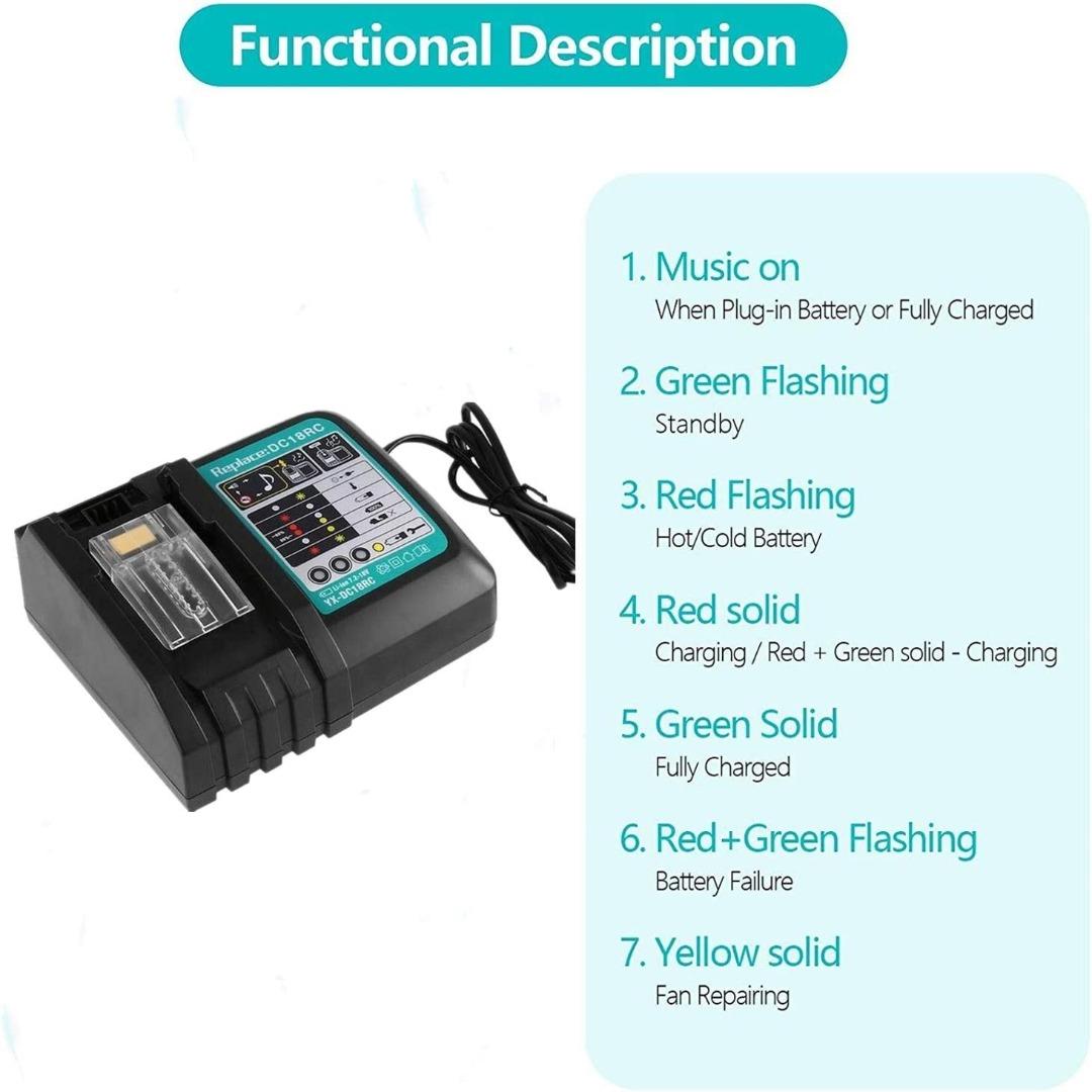 "DC18RC Replace Makita Charger for makita 14.4/18V Li-ion Battery 3A ...