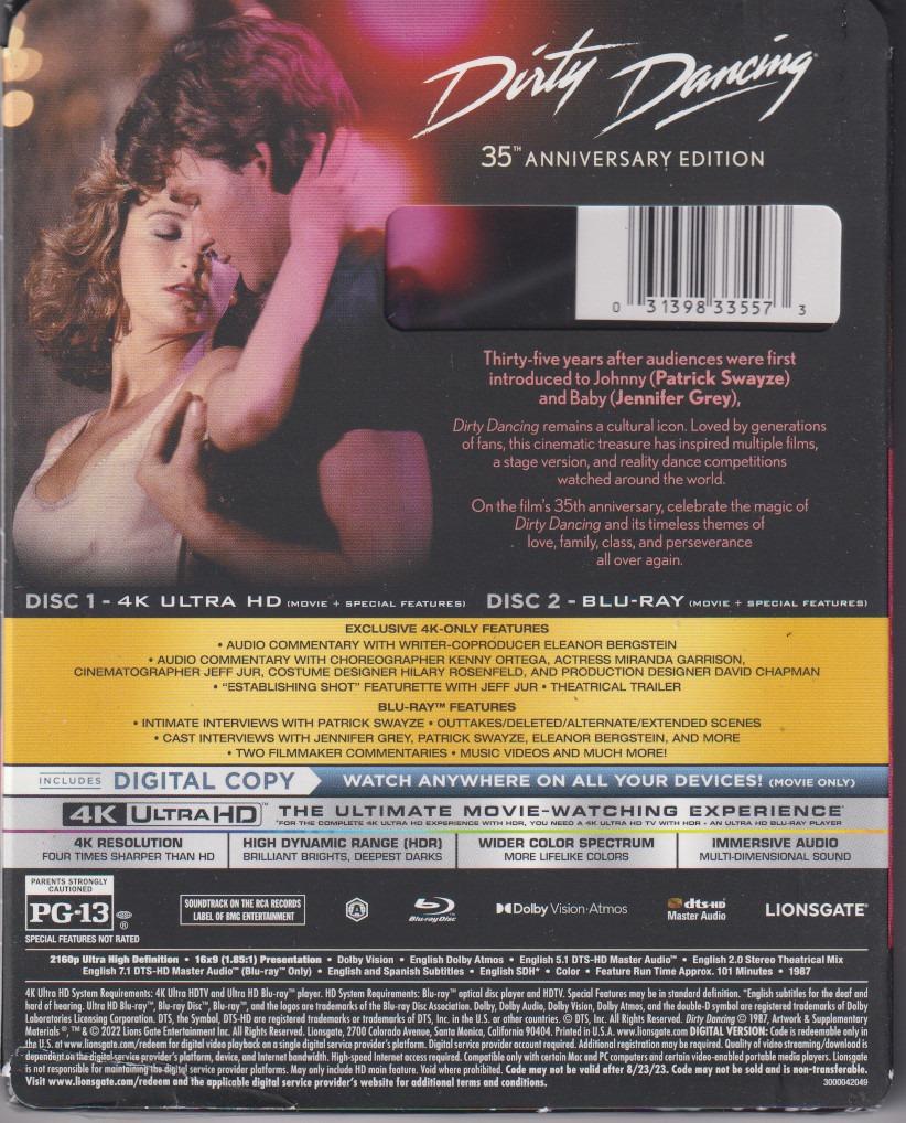 Dirty Dancing 4K (35th Anniversary Edition) (Slipcover) Blu ray ...