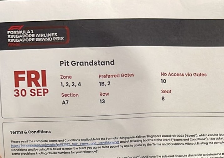 F1 Formula Pit Grandstand Ticket Friday, Tickets & Vouchers, Event ...