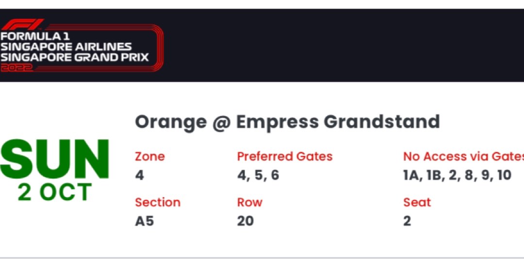 F1 Orange @emp Sunday, Tickets & Vouchers, Event Tickets on Carousell