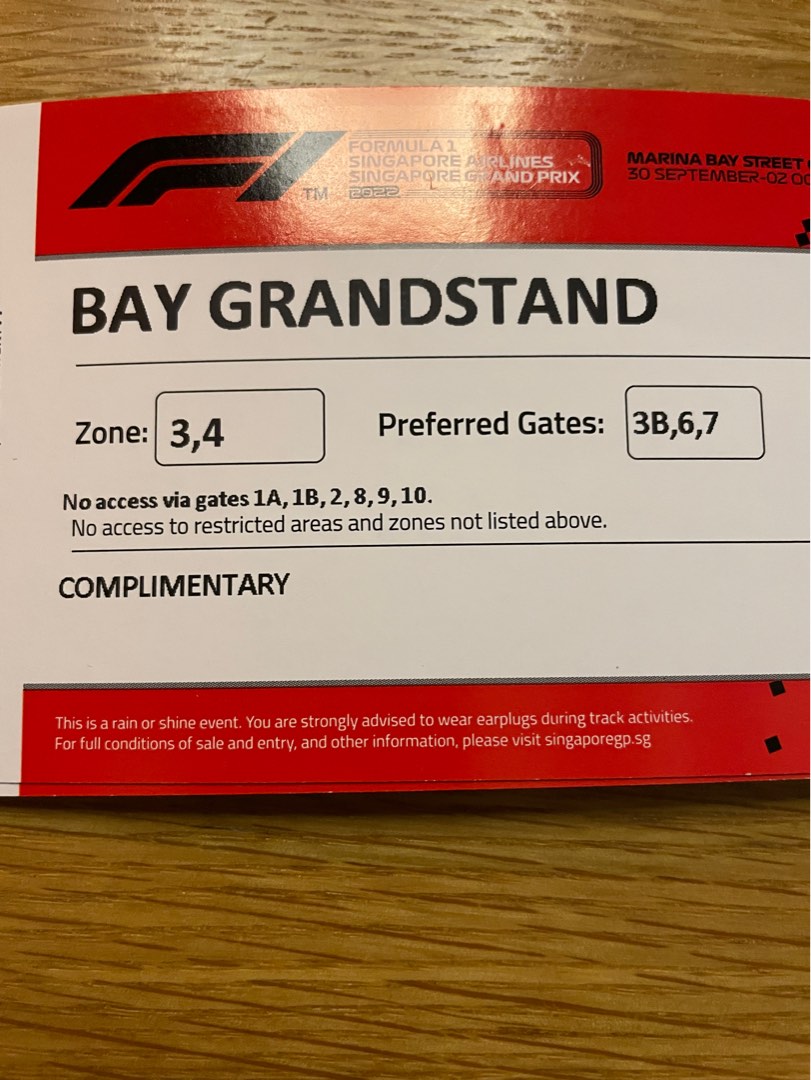 F1 Sunday Bay Grandstand, Tickets & Vouchers, Event Tickets on Carousell