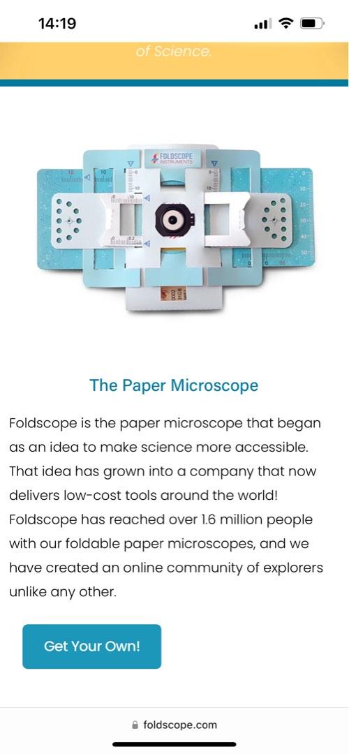 Foldscope - Paper Microscope from US, Hobbies & Toys, Toys & Games on ...