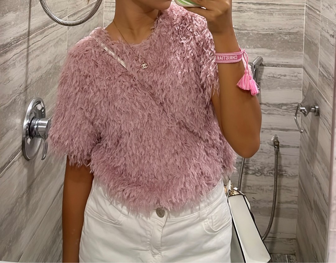 Fuzzy Top, Women's Fashion, Tops, Blouses on Carousell