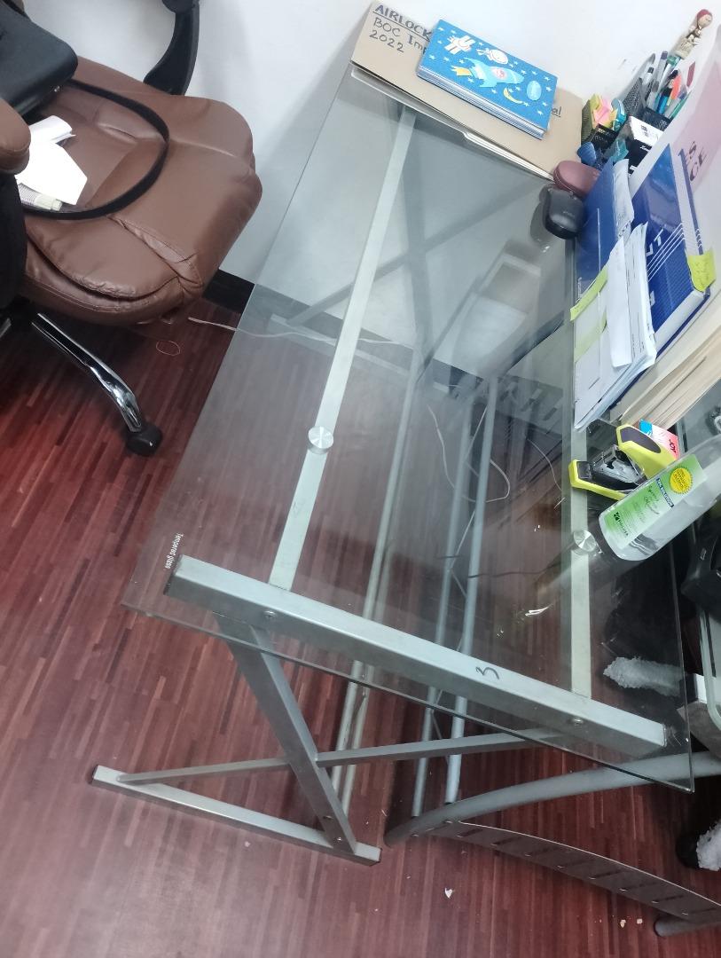 Glass Table/Office Table/ Study Table, Furniture & Home Living ...