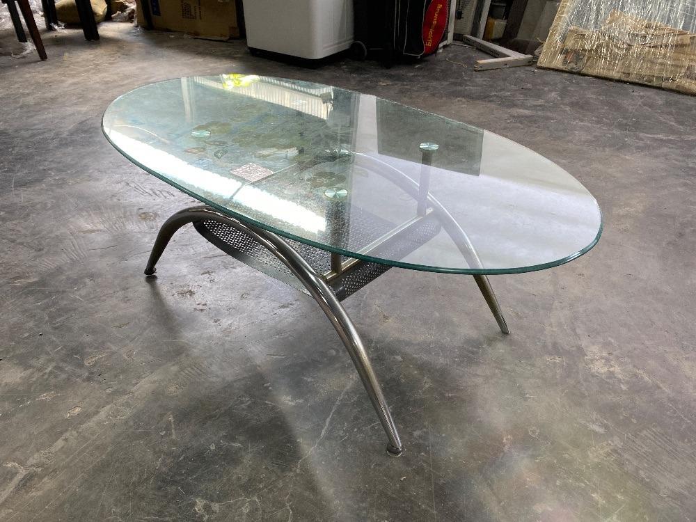 Glass Top Metal Leg Coffee Table / Meja Kopi Kaki Logam Atas Kaca ...