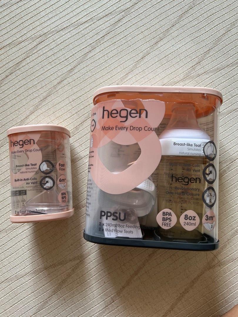 HEGEN bottle + 2 fast flow teats + 2 medium flow teats, Babies & Kids ...