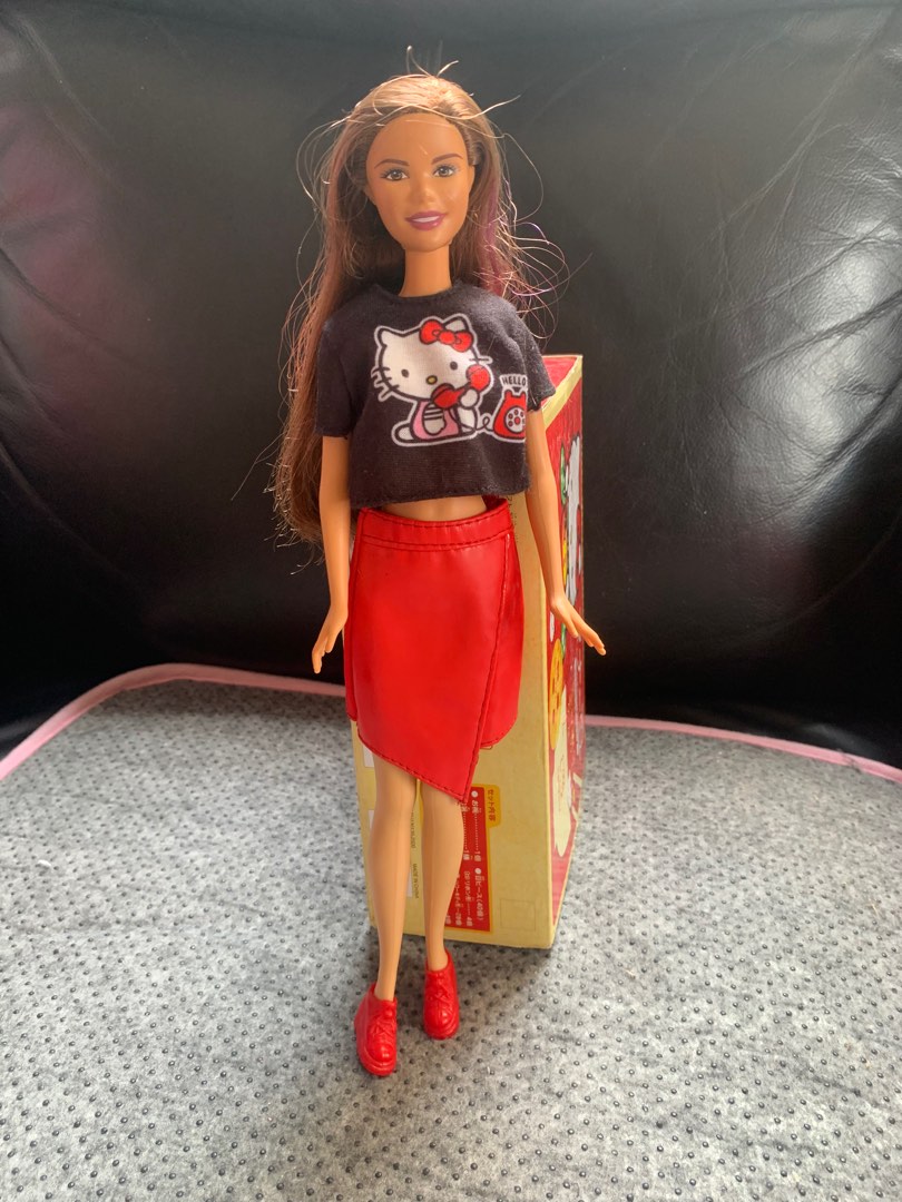 Hello Kitty x Barbie 1999 Doll with HK Shirt and Red Leather Skirt ...