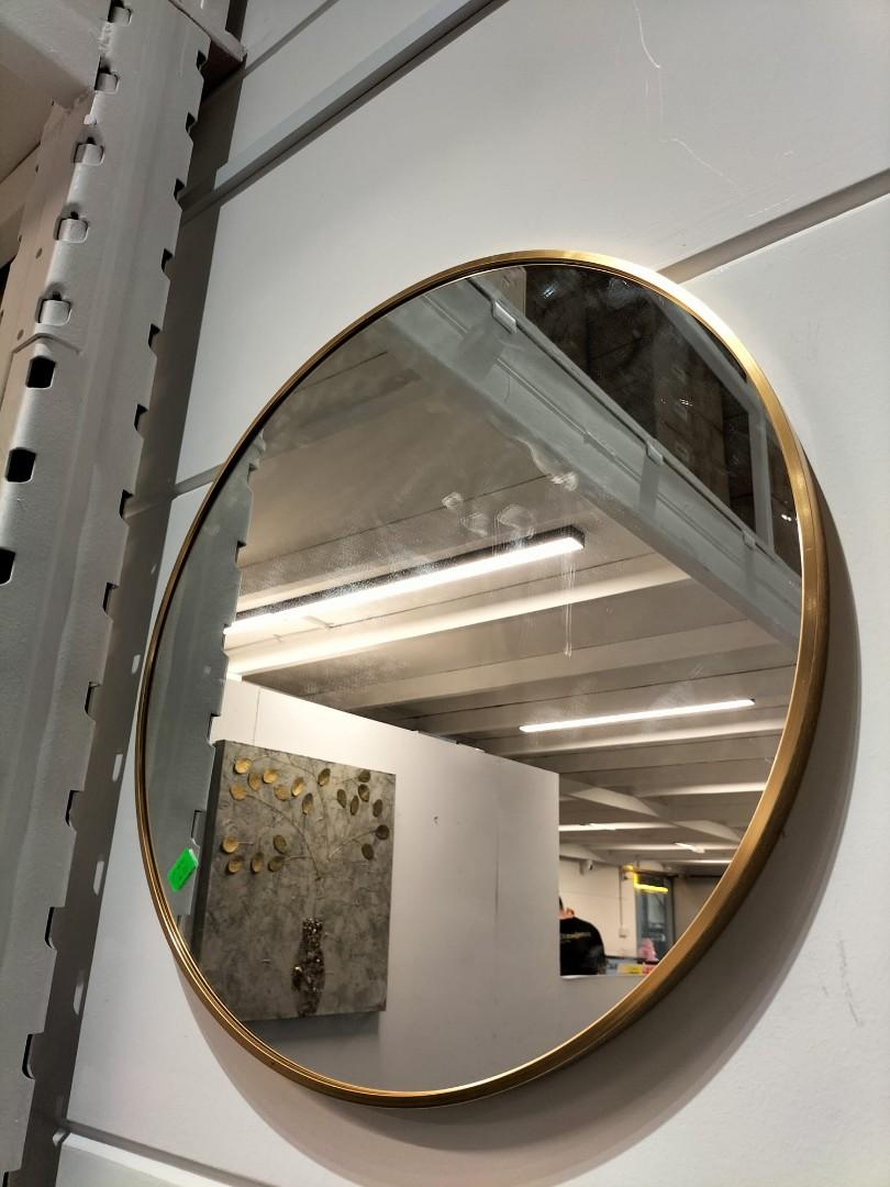 HERZAN Gold Frame Round Mirror, Furniture & Home Living, Home Decor ...