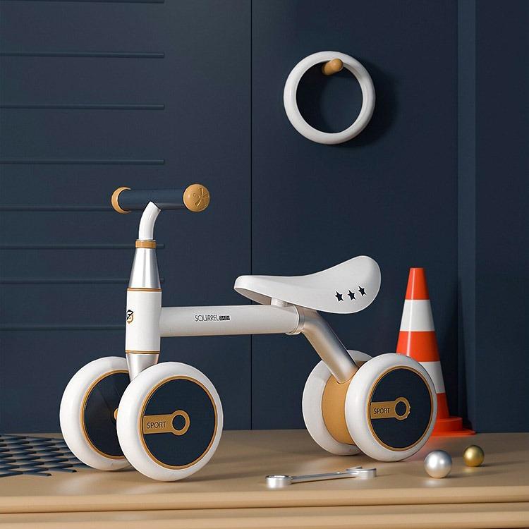 [iDS] Height Adjustable Kids Balance Bike Baby Walker With 4 Wheels For Ages 12-36 Months Baby ...