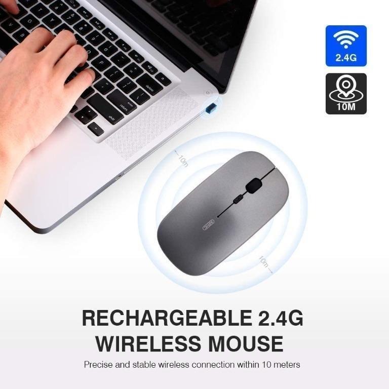 Inphic Wireless Mouse Slim Silent Click Rechargable 2.4G Cordless Mouse ...