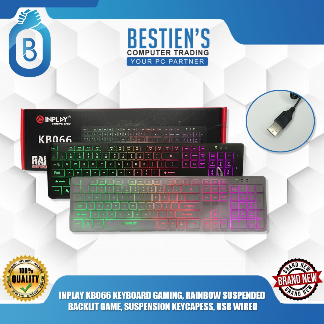 INPLAY KB066 KEYBOARD GAMING, RAINBOW SUSPENDED BACKLIT GAME ...