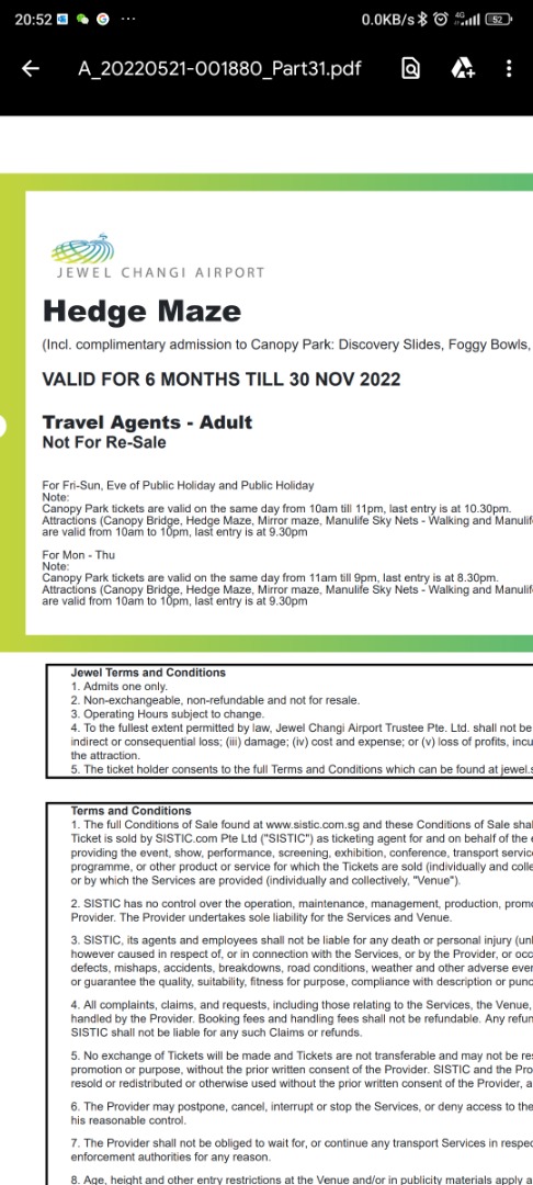 Jewel ticket - Hedge Maze & Mirror Maze (come with free Canopy park ...