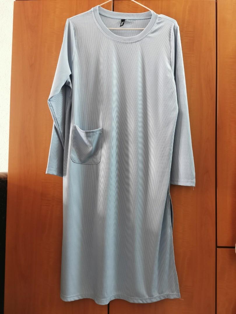 Light Blue Tunic, Women's Fashion, Tops, Longsleeves on Carousell