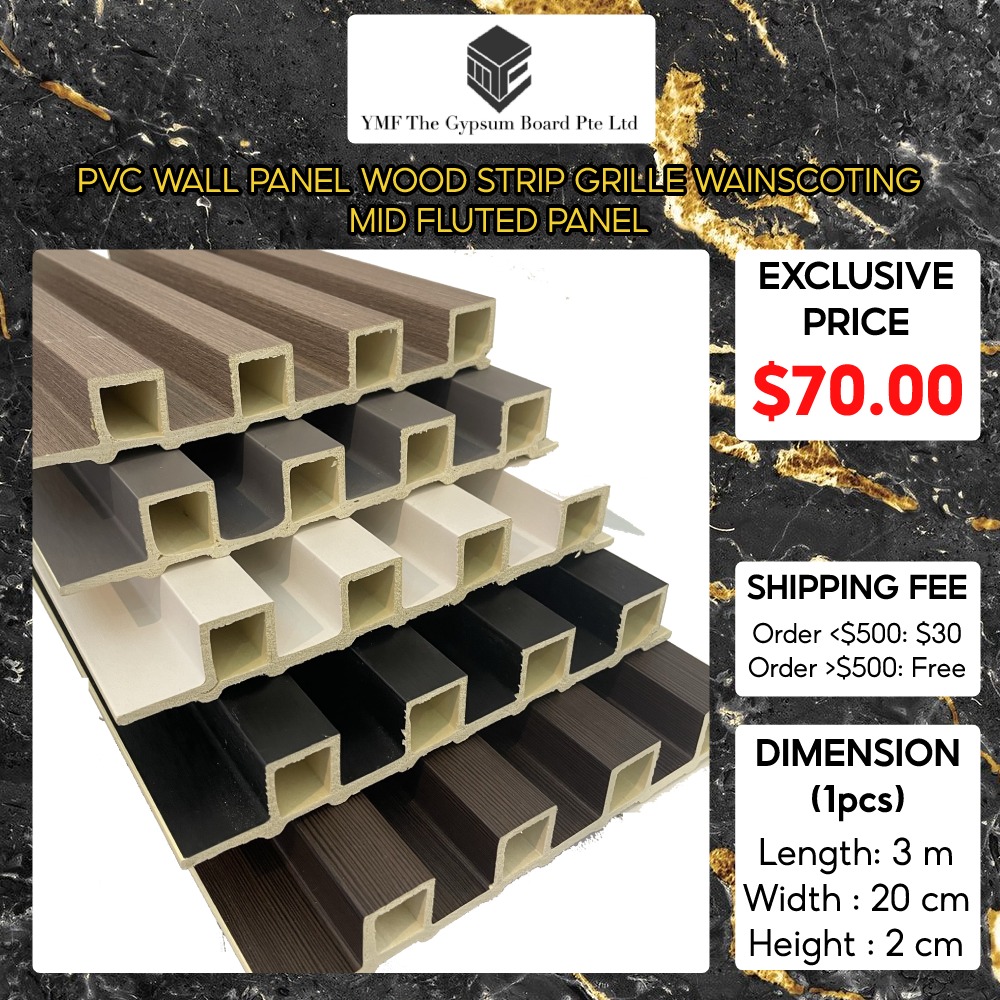 Mid Fluted Panel - PVC Wall Panel Wood Strip Grille Wainscoting ...