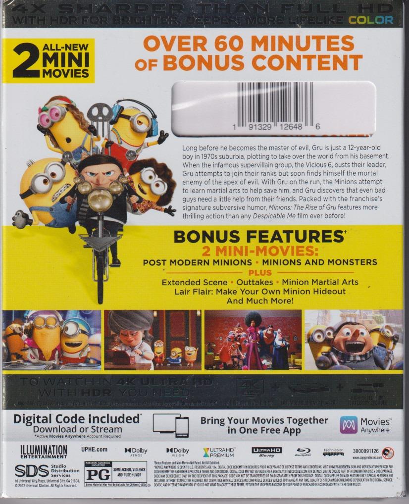 Minions: The Rise of Gru 4K (Slipcover) Blu ray / bluray, Hobbies ...