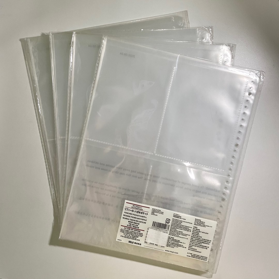 Muji A4 Punched 4 Pockets Binder Refill, Hobbies & Toys, Stationary ...