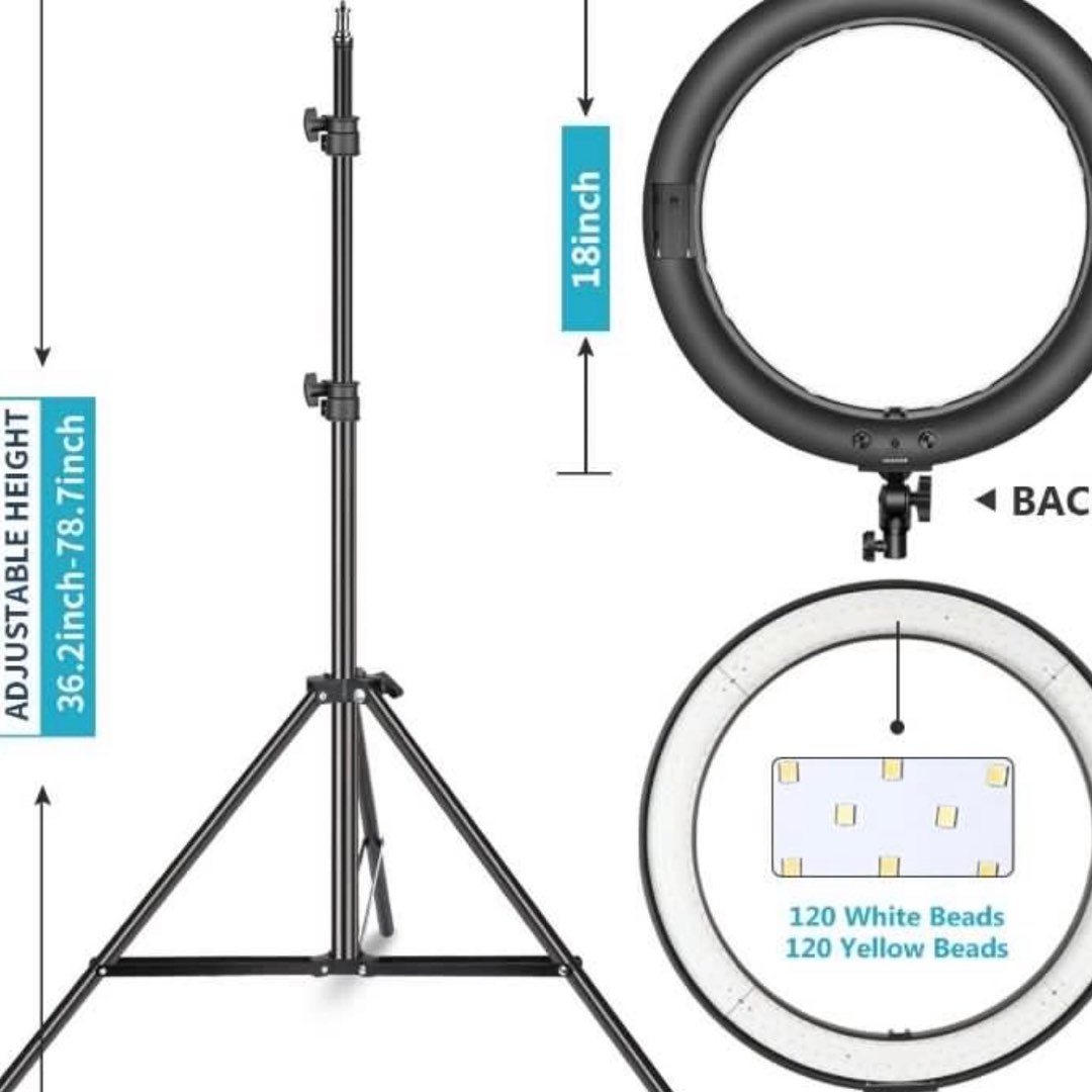Neewer 18-inch LED Ring Light Kit, Photography, Photography Accessories ...