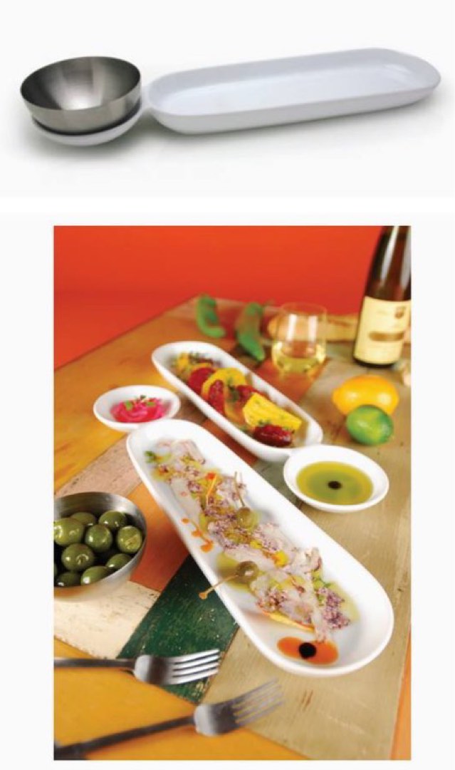 NEW Miam.Miam Ceramic Snack Tray with Stainless Steel Bowl, Furniture ...