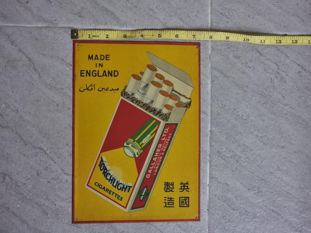 NOS Vintage Cigarette Rokok Torchlight Tin Sign Malaya Printing jawi ...