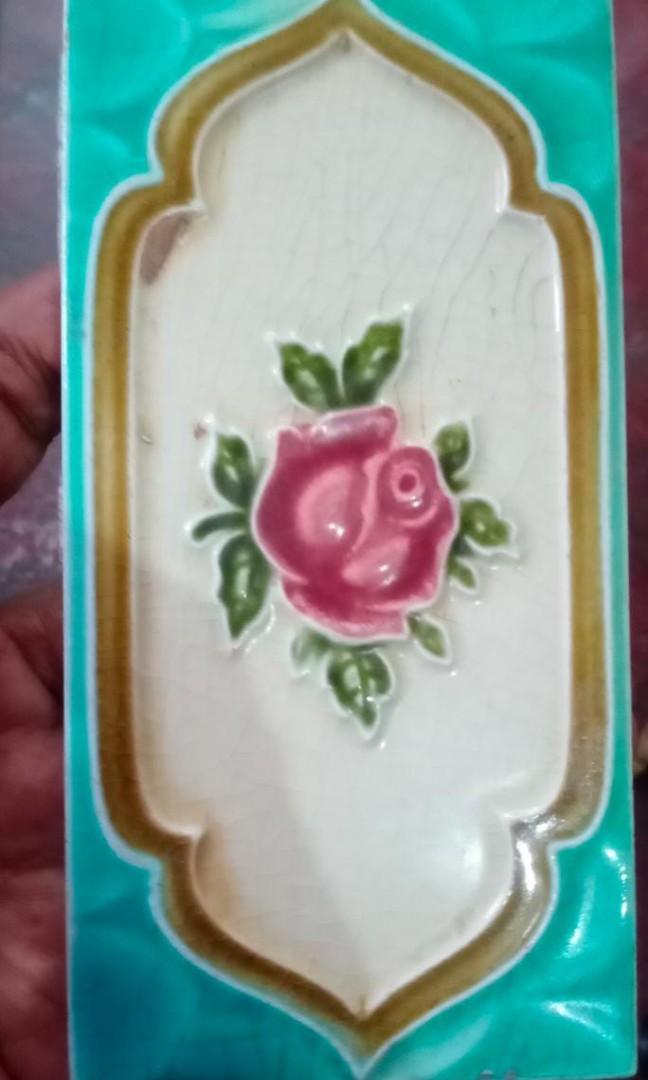 PERANAKAN Border Tile - Single Rose Flower Design - made in Japan ...
