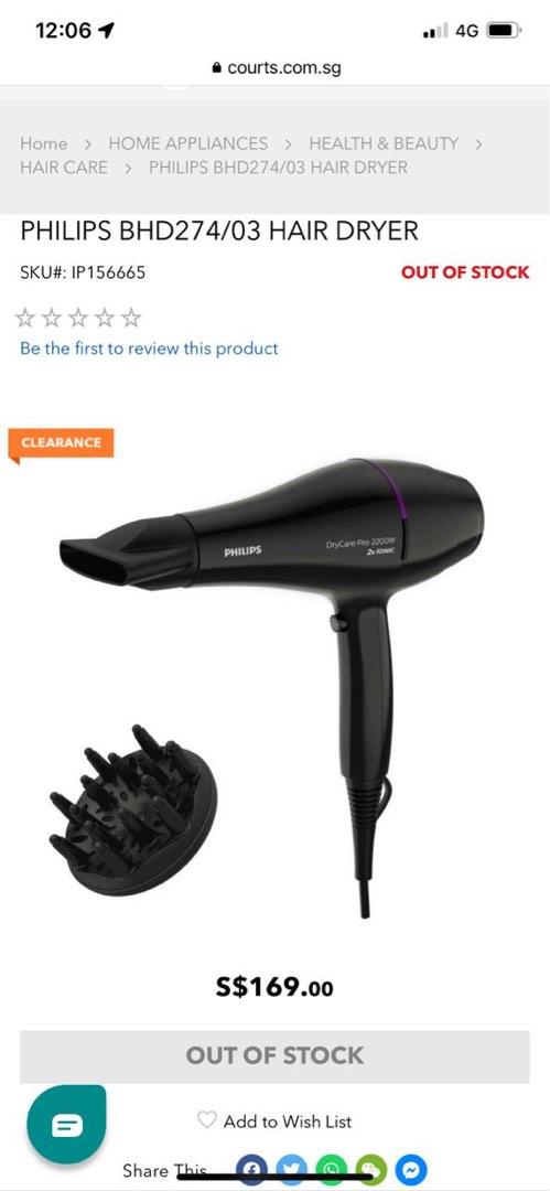 Philips Hair Dryer (DryCare Pro 2200W 2x IONIC), Beauty & Personal Care ...