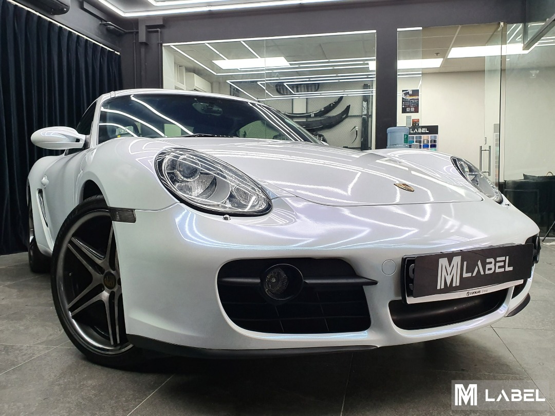 Porsche Full Vinyl Wrap - Diamond Crystal White Blue, Car Accessories ...