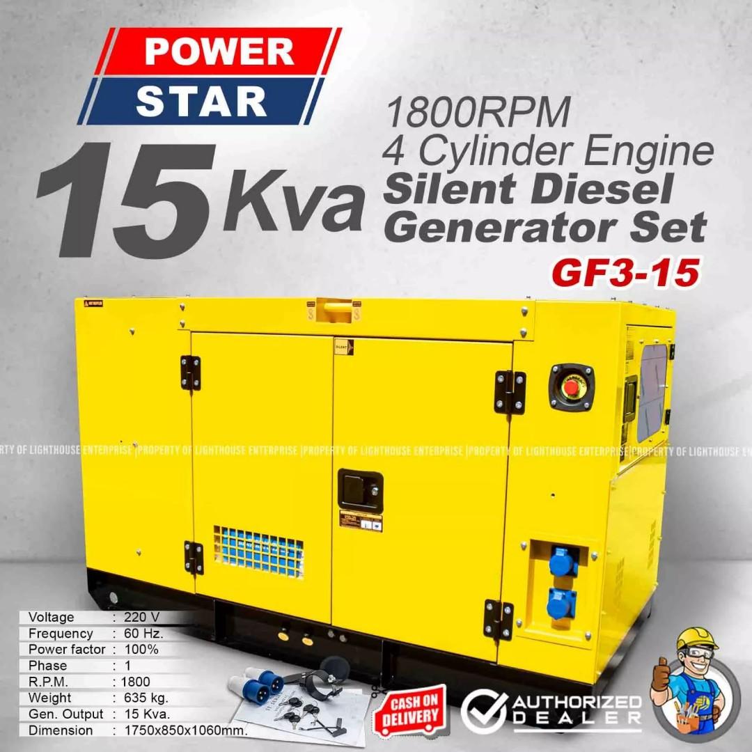 POWERSTAR 15kva Water-cooled Diesel Silent Generator Set (GF3-15 ...