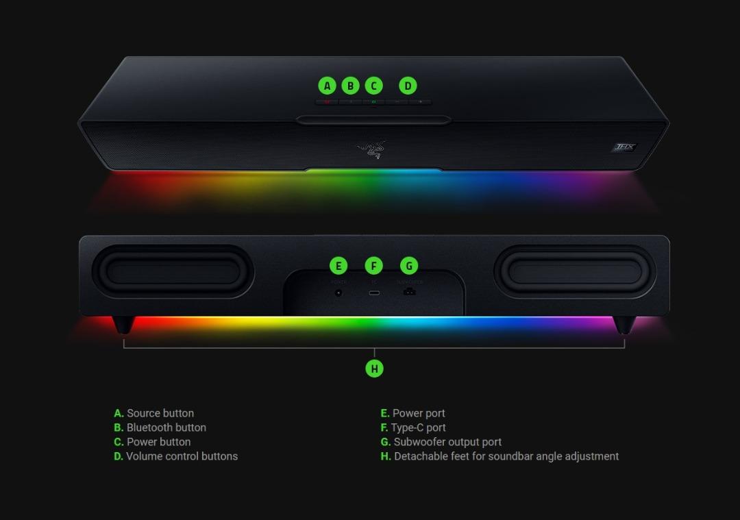 RAZER LEVIATHAN V2 PC Gaming Soundbar with Subwoofer & Full Razer ...