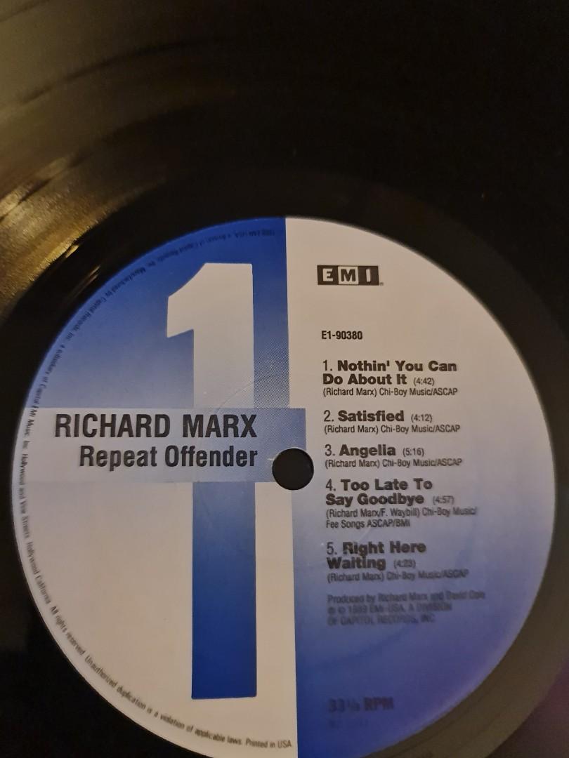 Richard Marx - Repeat Offender LP Vinyl Record Piring Hitam, Hobbies ...