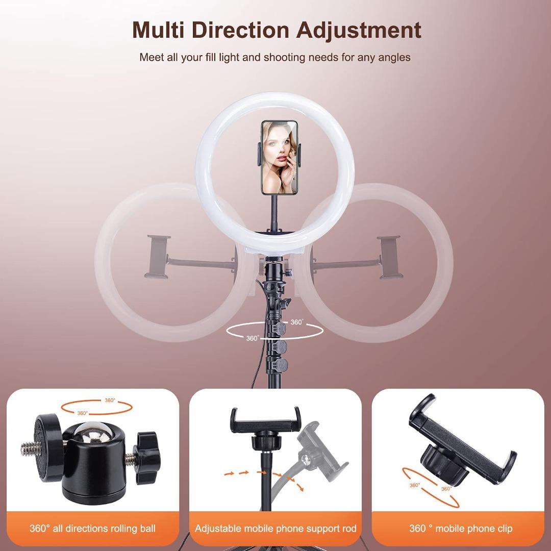 "Ring Light with Tripod Stand and Phone Holder, 10-inch Dimmable Selfie ...