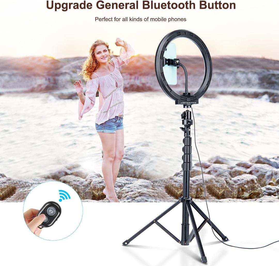 "Ring Light with Tripod Stand and Phone Holder, 10-inch Dimmable Selfie ...