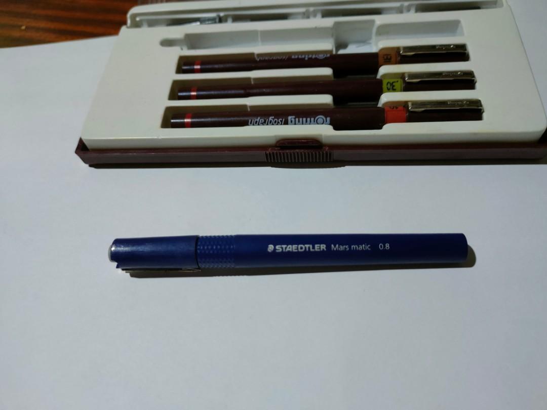 Rotring Technical Pen Set (.10,.30,.50) & Staedtler Technical Pen (0.8 ...
