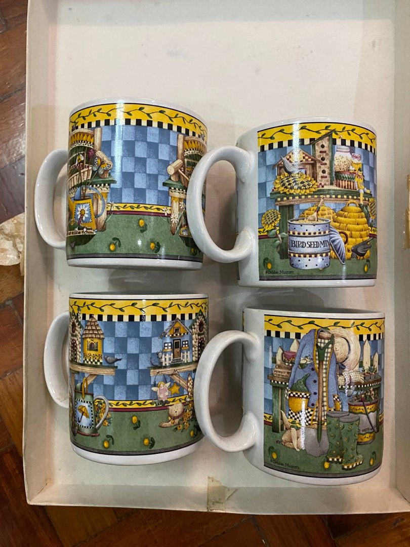 Sakura Ceramic Garden Mugs (Set of 4), Furniture & Home Living ...