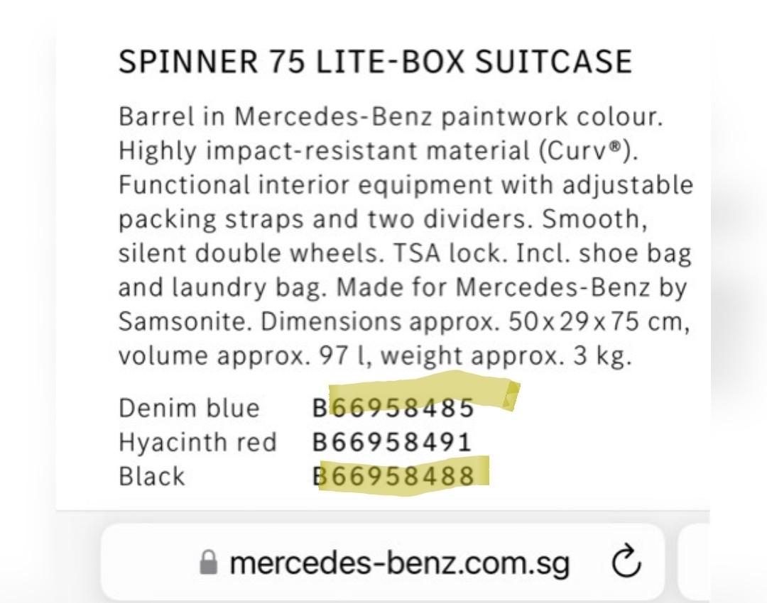Samsonite Lite-Box Spinner 75 (Mercedes co-brand) - with receipt for 10 ...