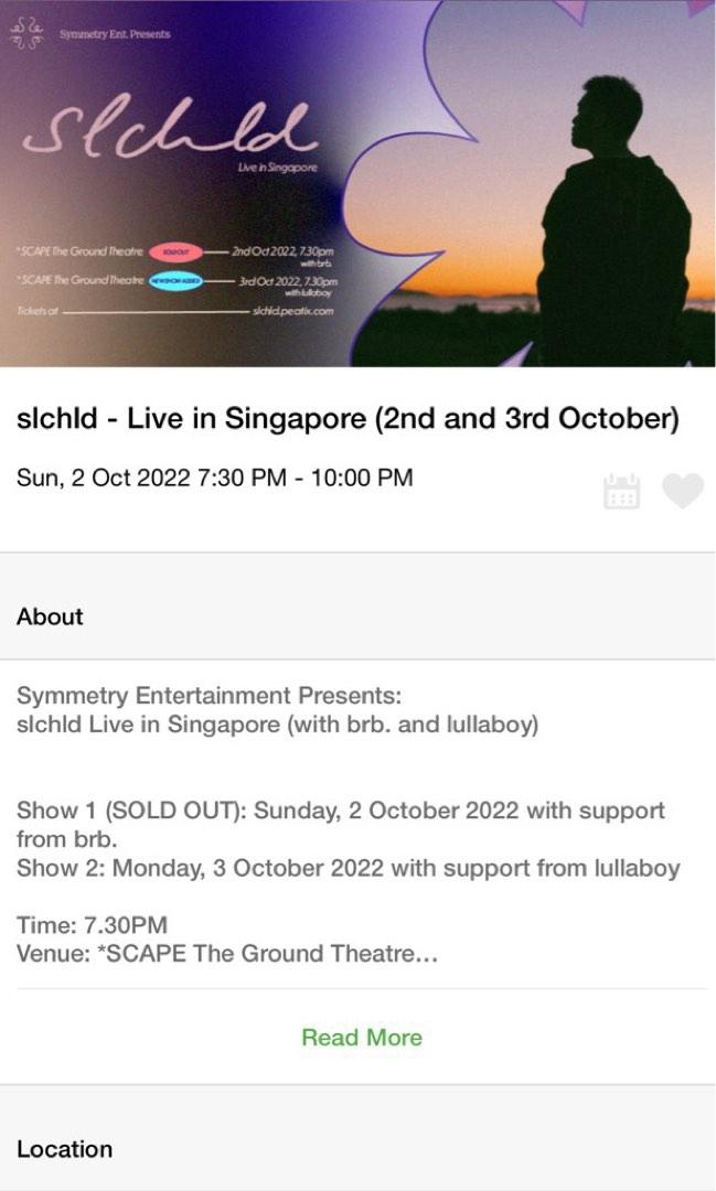 Slchld - Live in Singapore Ticket [Show 1], Tickets & Vouchers, Event ...