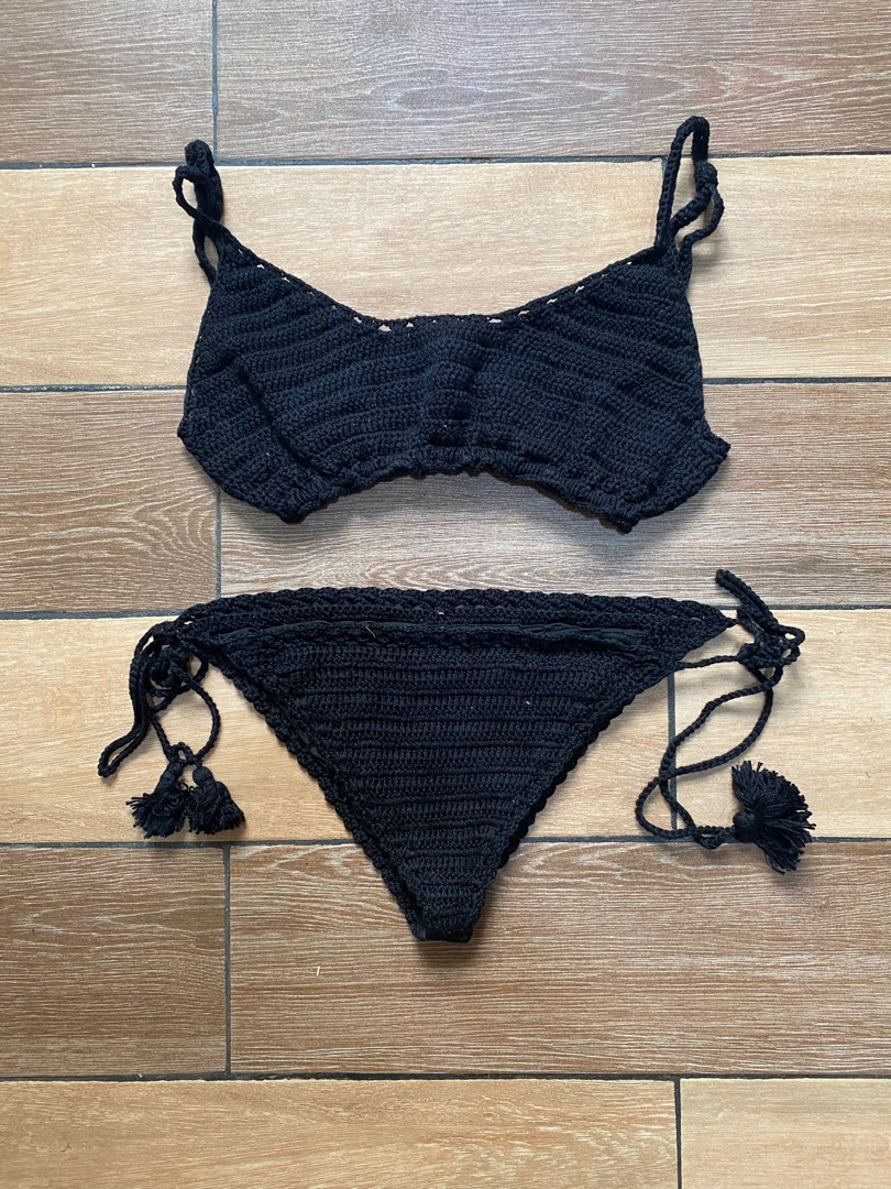 Selling my preloved customized Holy Swim Crochet Black Gina (Top)/Wren ...