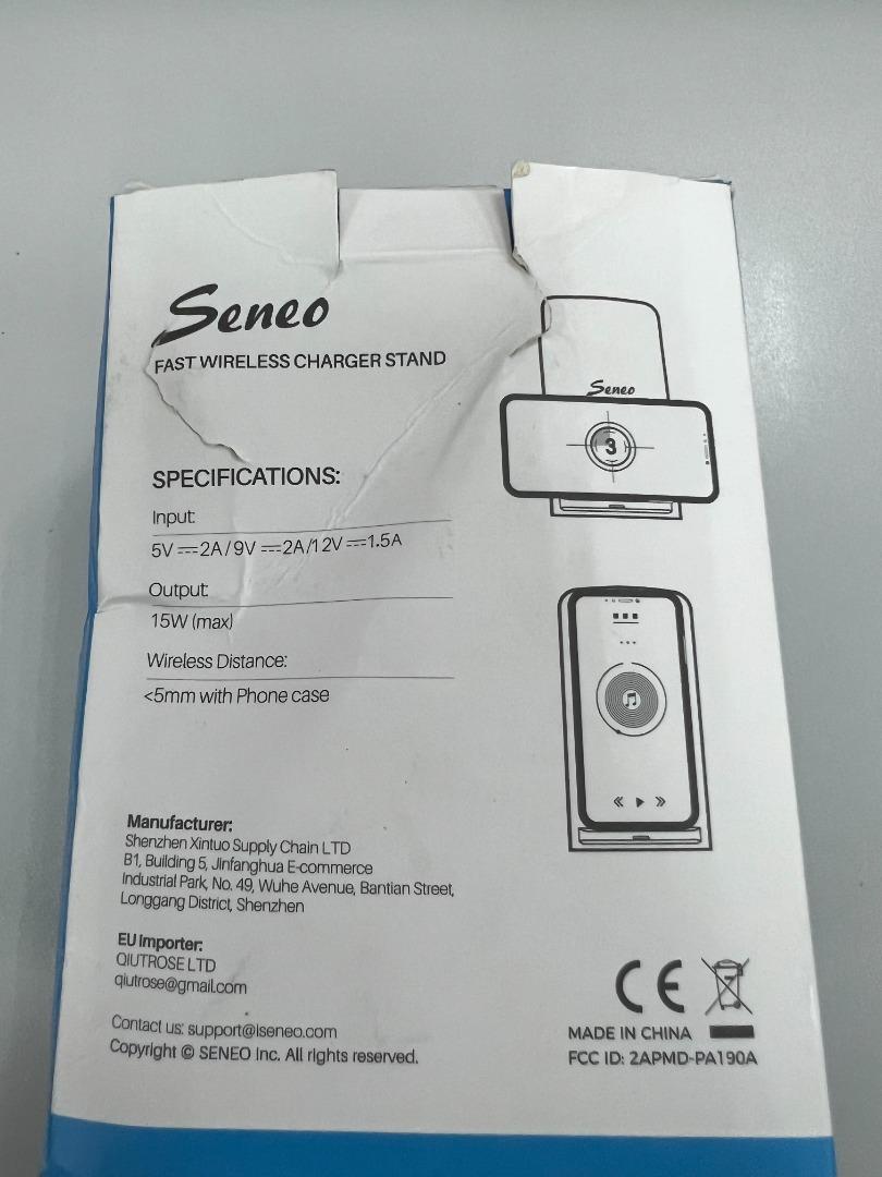 Seneo PA190A Fast Wireless Charging Stand (2 Pack) 15W, 10W Fast Charging for Samsung, 7.5W for ...