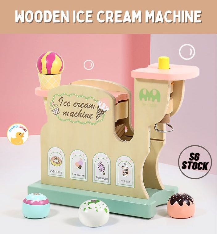 [SG stock] Wooden Ice cream machine toy | Pretend play set | Kitchen ...