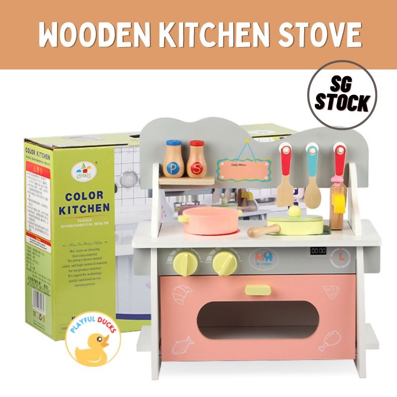 [SG stock] Wooden Kitchen stove set | Kids Pretend play toy | Cooking ...