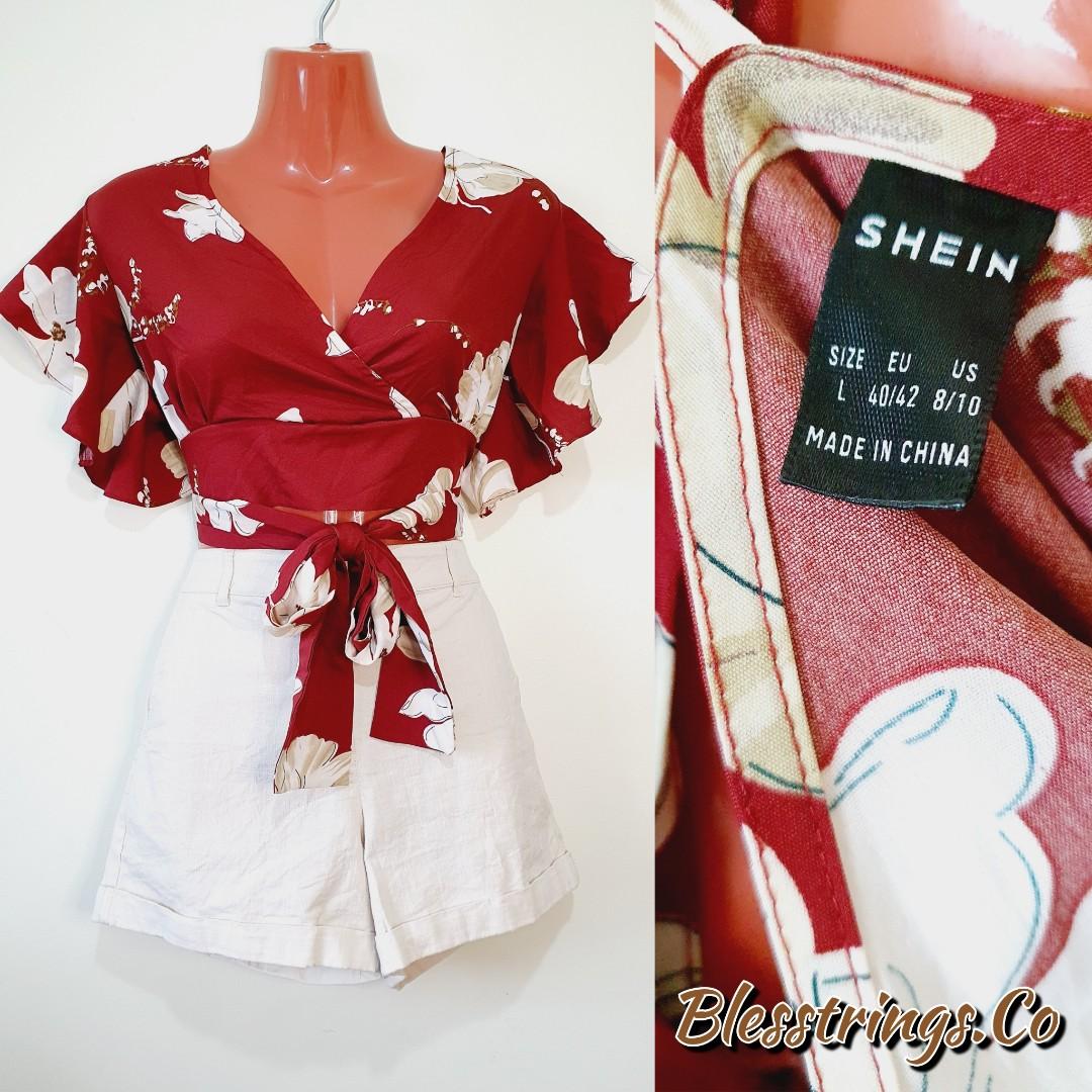 Shein Wrap Around, Women's Fashion, Tops, Others Tops on Carousell